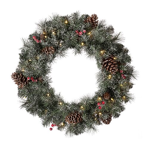 Click here for Glitzhome Pre-Lit Wreath  One Size  Green prices