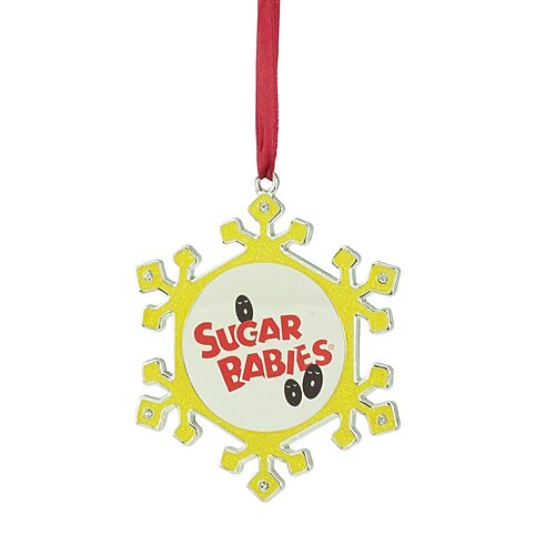 3.5 Yellow and Red Snowflake Sugar Babies Candy Logo Christmas Ornament  One Size  Yellow
