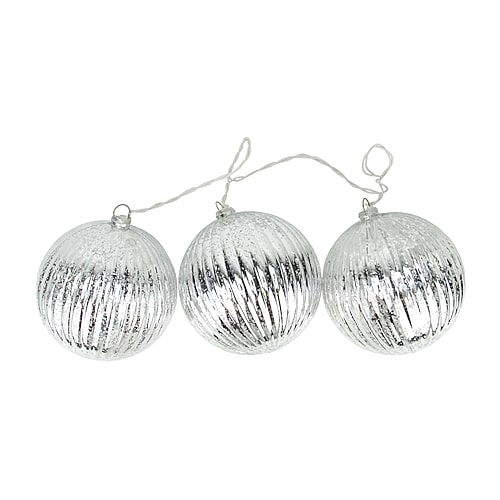 Click here for Set of 3 Lighted Silver Mercury Glass Finish Ribbe... prices