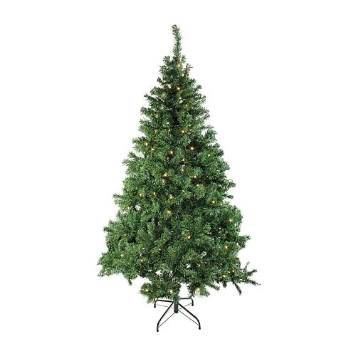 6 Pre-Lit Mixed Classic Pine Medium Artificial Christmas Tree Warm Clear LED Lights  One Size  Green