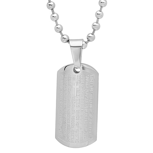Click here for Steeltime Padre Nuestro Mens Stainless Steel Cross... prices