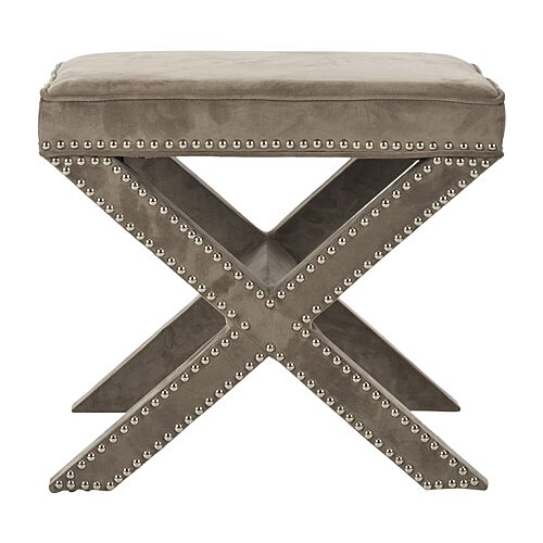Click here for Palmer Nailhead Trim Footstool  One Size  Brown prices