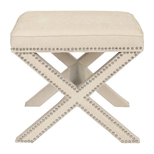 Click here for Palmer Nailhead Trim Footstool  One Size  Beige prices