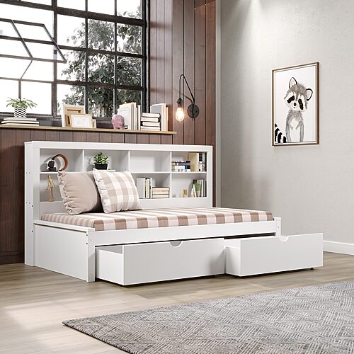 Click here for Bookcase Twin Daybed with Dual Underbed Drawers  O... prices
