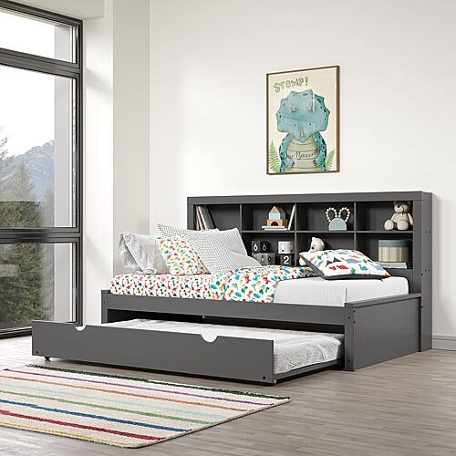 Click here for Bookcase Twin Daybed with Twin Trundle  One Size... prices
