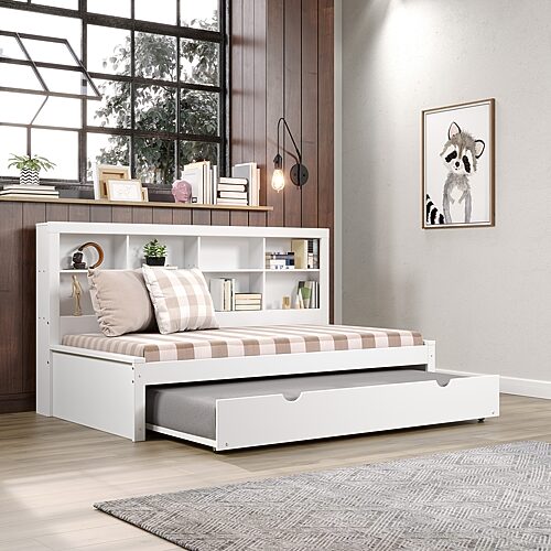 Click here for Bookcase Twin Daybed with Twin Trundle  One Size... prices