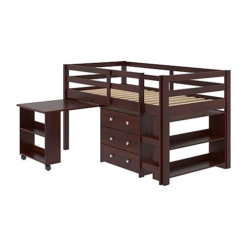 Click here for Pull Out Study Twin Low Loft Bed  One Size  Brown prices