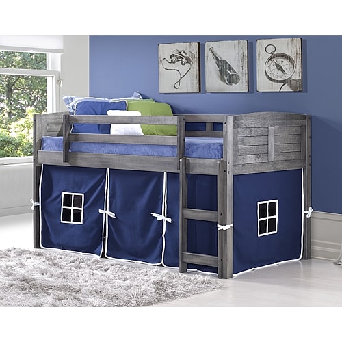 Click here for Louver Twin Low Loft Bed with Blue Tent  One Size... prices