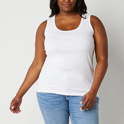 Click here for St. Johns Bay Womens Plus Scoop Neck Sleeveless Ta... prices