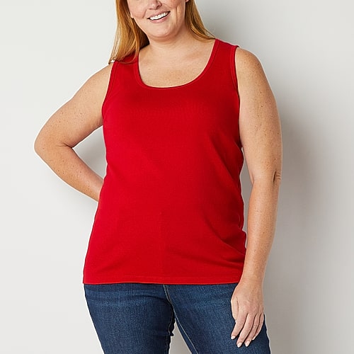 Click here for St. Johns Bay Womens Plus Scoop Neck Sleeveless Ta... prices