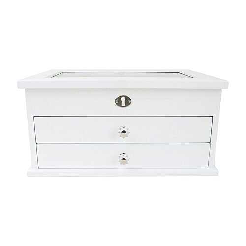Click here for Mele & Co Large Lili Wooden Jewelry Box - White prices