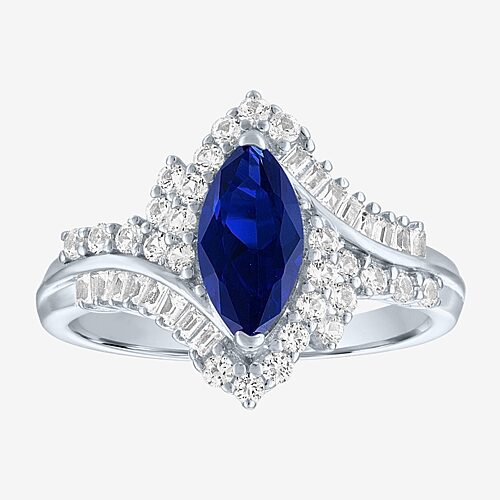 Click here for Gemstone Sterling Silver Marquise Halo Cocktail Ri... prices
