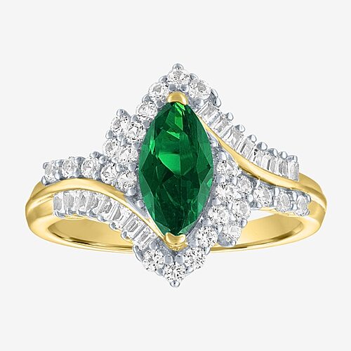 Click here for Womens Gemstone14K Gold Over Silver Halo Side Ston... prices