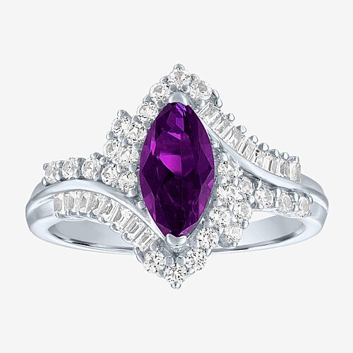 Click here for Gemstone Sterling Silver Marquise Halo Cocktail Ri... prices