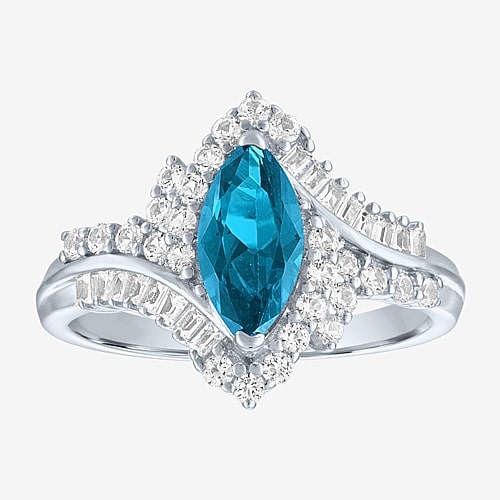 Click here for Gemstone Sterling Silver Marquise Halo Cocktail Ri... prices
