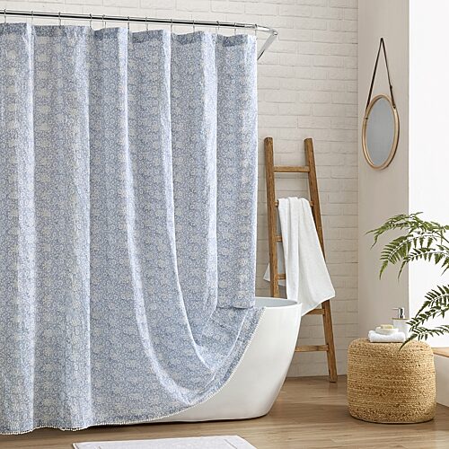 Peri Home Ikat Eyelet Cotton Shower Curtain  72 x 72 - Blue