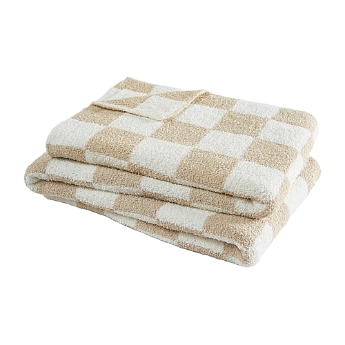 Click here for Truly Soft Cozy Checkerboard Beige Reversible Thro... prices