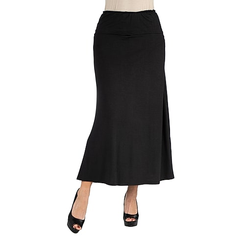Click here for 24/7 Comfort Apparel Elastic Waist Solid Maxi Skir... prices