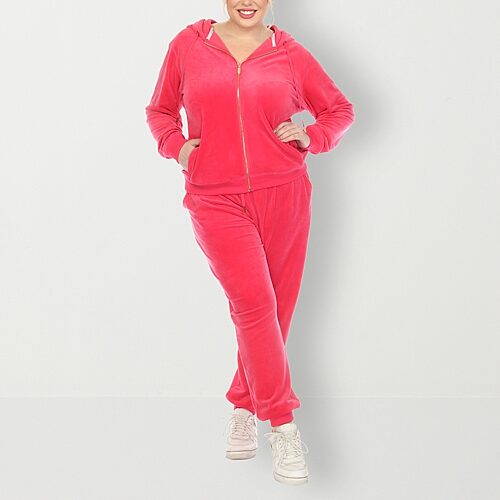 Click here for White Mark Plus Size Velour Tracksuit Loungewear 2... prices
