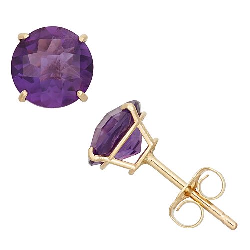 Click here for Genuine Purple Amethyst 10K Gold 6mm Stud Earrings... prices