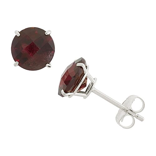 Click here for Genuine Red Garnet 10K Gold 6mm Round Stud Earring... prices