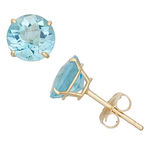 Click here for Genuine Blue Topaz 10K Gold 6mm Stud Earrings  One... prices