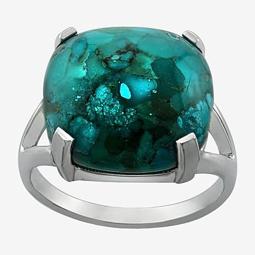 Click here for Womens Enhanced Blue Turquoise Sterling Silver Ova... prices