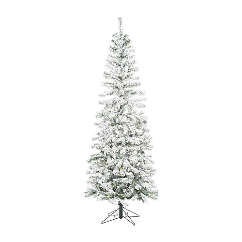 7.5 Flocked Pencil Christmas Tree  One Size  White