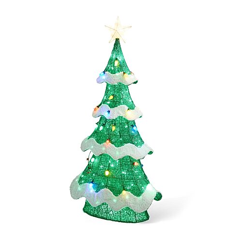 Glitzhome 56.25 Lighted Mesh Tree Christmas Yard Art  One Size  Green
