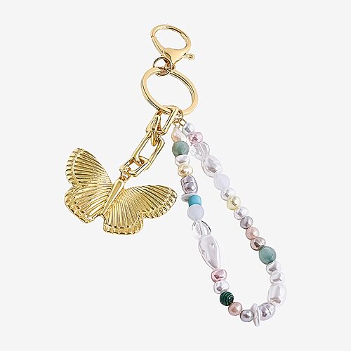 Click here for Bijoux Bar Gold Tone Butterfly Flower Bag Charm  O... prices