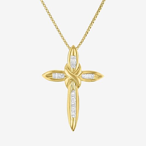 Click here for 1/10Cttw Diamond Sterling Silver Cross Pendant  On... prices