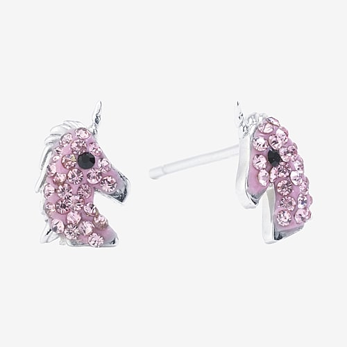 Click here for Pave Crystal Unicorn Stud Earrings in Sterling Sil... prices