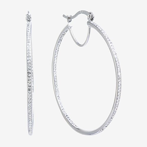 Click here for Sparkle Allure Womens Crystal 50mm Round Hoop Earr... prices