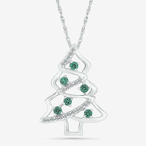 Click here for Christmas Tree Womens 1/10 CT. T.W. Lab Created Gr... prices