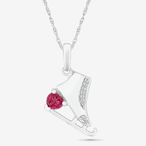 Click here for Ice Skate Womens Diamond Accent Lab Created Red Ru... prices