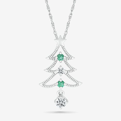 Click here for Christmas Tree Womens Lab Created Green Emerald St... prices
