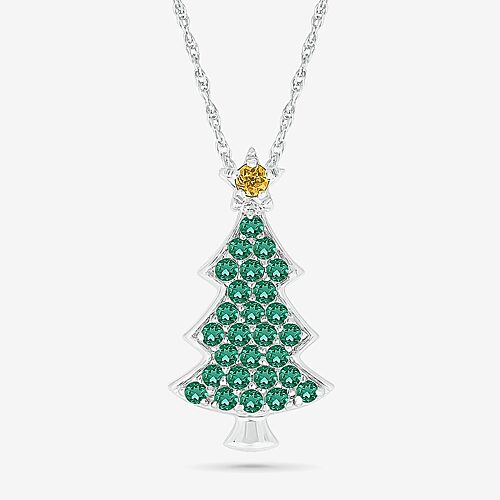 Click here for Christmas Tree Womens Lab Created Green Emerald St... prices
