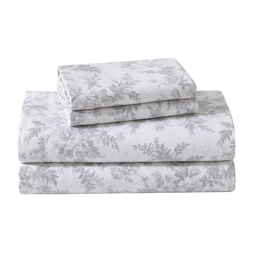 Click here for Laura Ashley Cotton Flannel 4-Piece Sheet Set  Que... prices