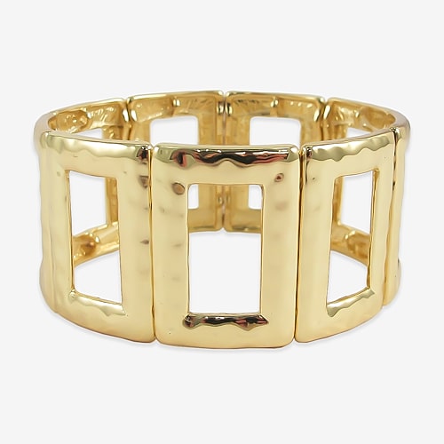 Click here for Bold Elements Silver Tone Hammered Rectangular Wom... prices