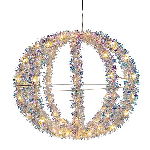Kurt Adler 12-Inch Warm White LED Tinsel Foldable Sphere  One Size  Blue