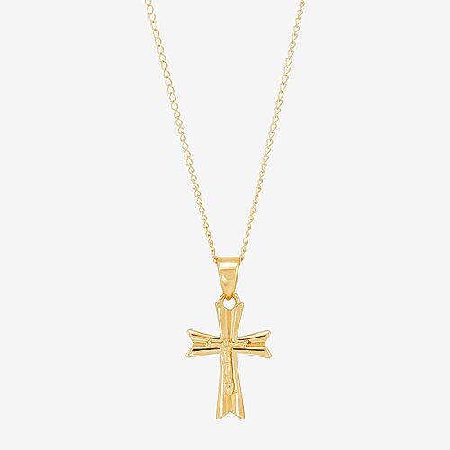 Click here for Girls 14K Gold Cross 13 Inch Pendant Necklace  One... prices