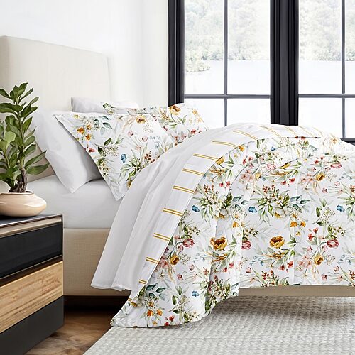 Ienjoy Home Chintz Floral Stripe 3 Piece Comforter Sets