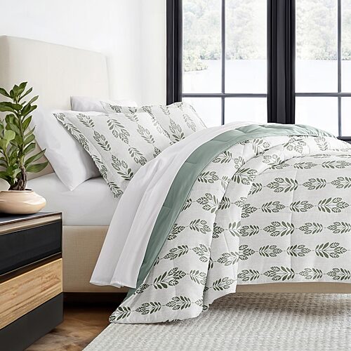 ienjoy Home Folk Leaves 2-Piece Comforter Set  Twin/Twin Xl - Eucalyptus