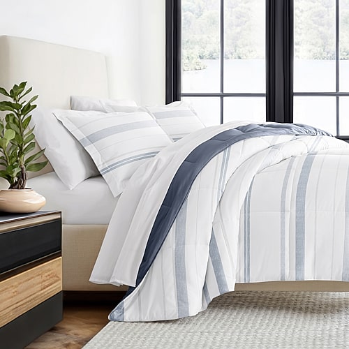ienjoy Home Stitched Stripe 2-Piece Comforter Set  Twin/Twin Xl - Stone