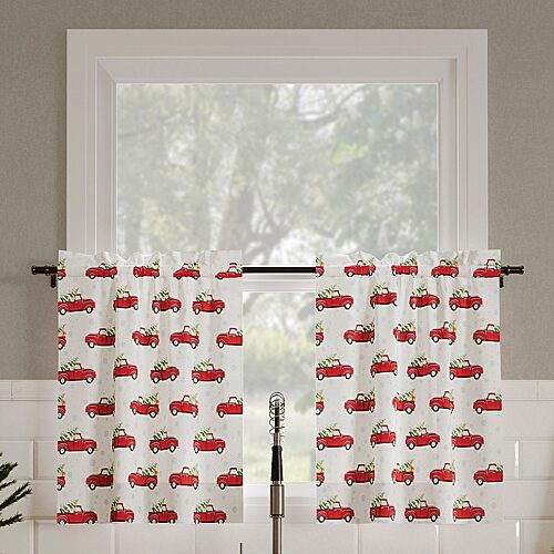 Click here for No 918 Christmas Truck Rod Pocket Tailored Valance... prices