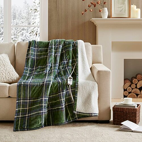 Click here for Woolrich Print Plush To Sherpa Heated Throw Heated... prices