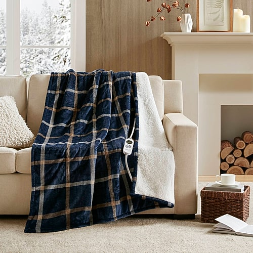 Click here for Woolrich Print Plush To Sherpa Heated Throw Heated... prices