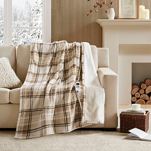 Click here for Woolrich Print Plush To Sherpa Heated Throw Heated... prices
