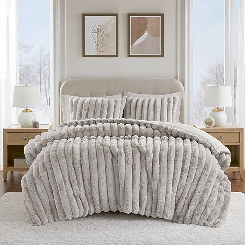 Madison Park Jasmine Faux Fur Reverse To Velvet Comforter Sets
