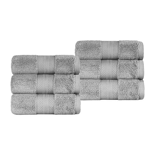 SUPERIOR Aria Collection | 100 Turkish Cotton 6-pc. Solid Hand Towel  One Size  Gray